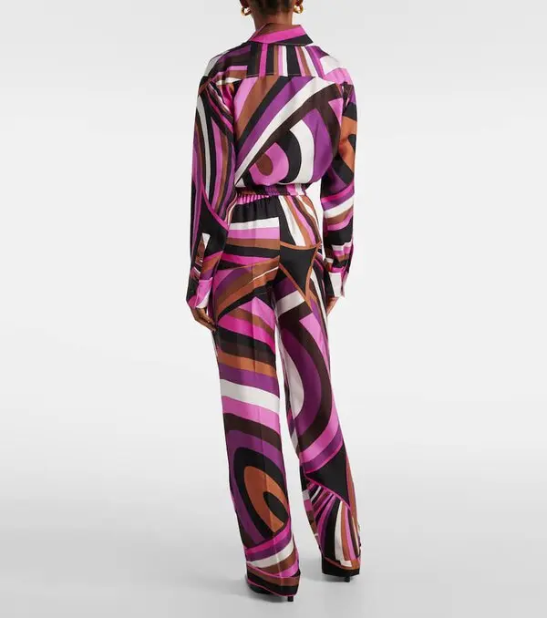 Emilio Pucci Iride High-rise Silk Twill Wide-leg Pants