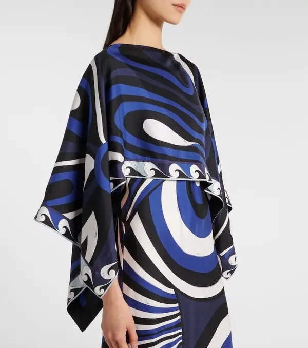 Emilio Pucci Iride Silk Slip Dress And Cape Set