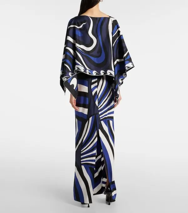 Emilio Pucci Iride Silk Slip Dress And Cape Set
