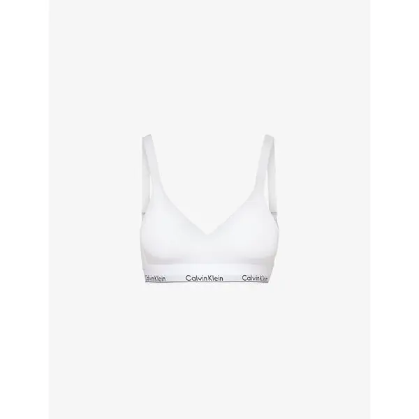 Calvin Klein Modern Lift Moulded-cup Cotton-jersey Bralette - White
