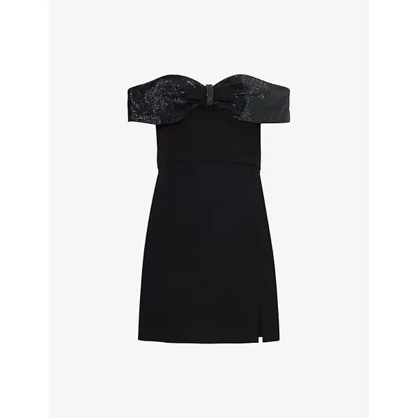 Self-Portrait Bow-Embellished Crepe Mini Dress - Black | Editorialist