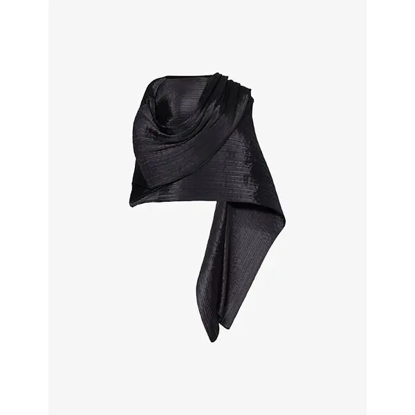 Issey Miyake Basic Madame-T Pleated Knitted Stole - Black