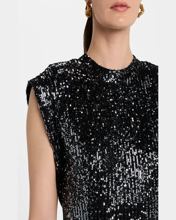 St. John Sequin Embroidered Maxi Dress
