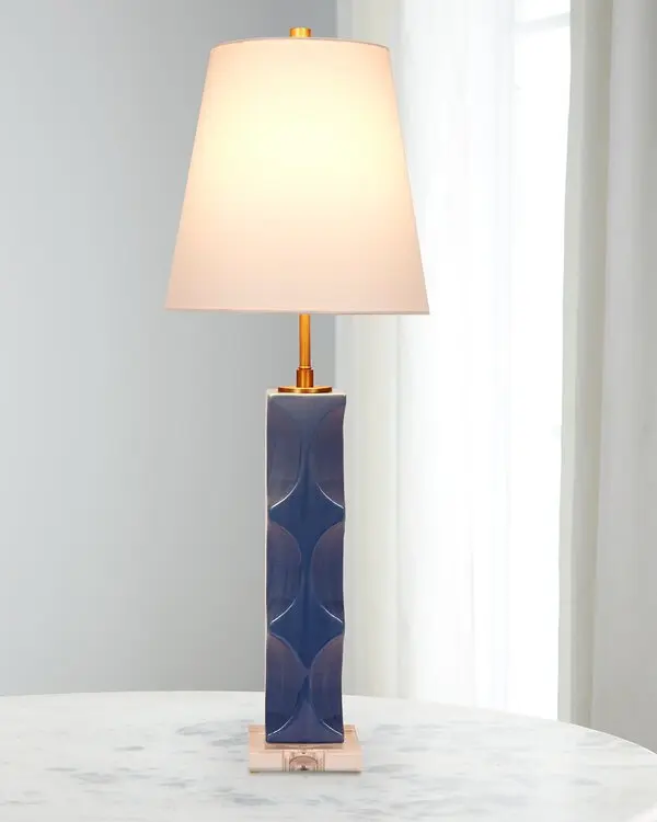 OLD WORLD DESIGN Tracy 33" Ceramic Table Lamp With Linen Shade - Blue