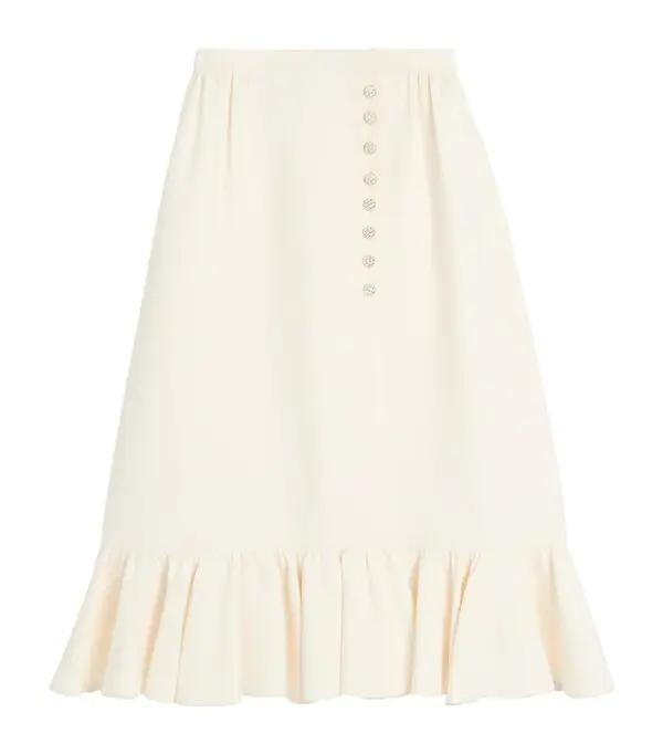Valentino Garavani Virgin Wool-silk Midi Skirt - Ivory