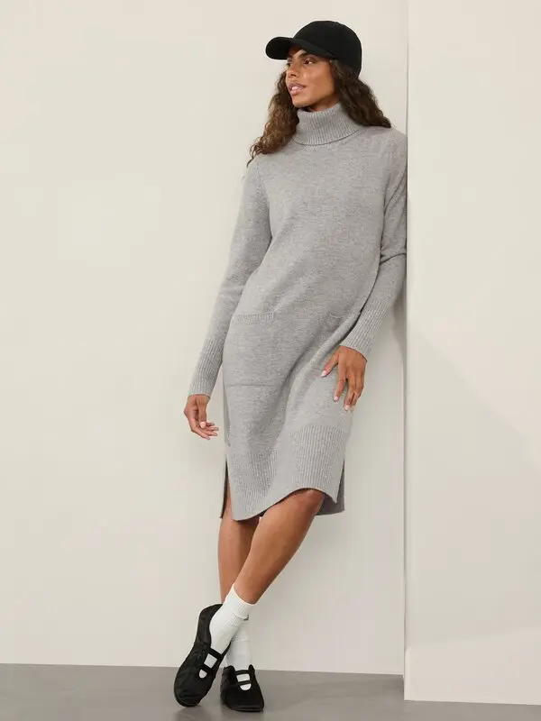 Athleta Alpine Turtleneck Sweater Dress In Grey 50% Off