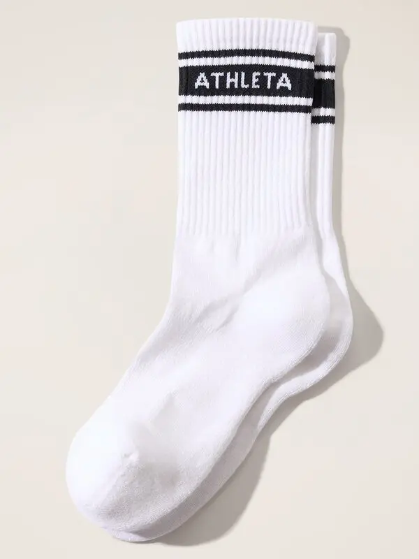 Athleta Everyday Crew Sock - Black Logo