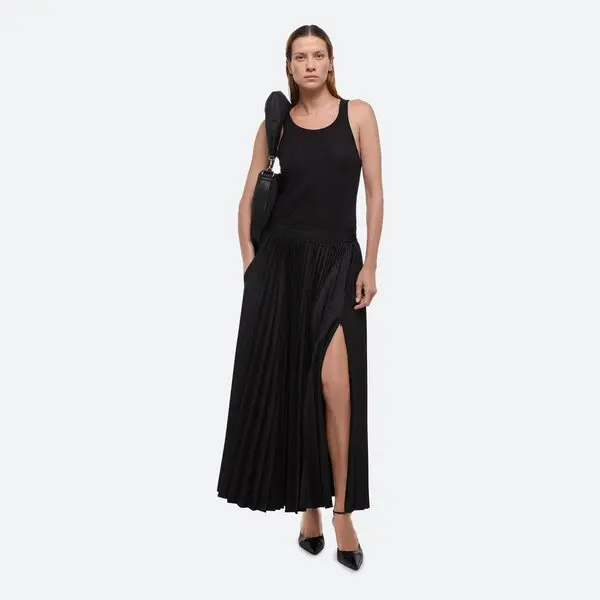 Helmut Lang Pleated Jacquard Skirt - Black/black