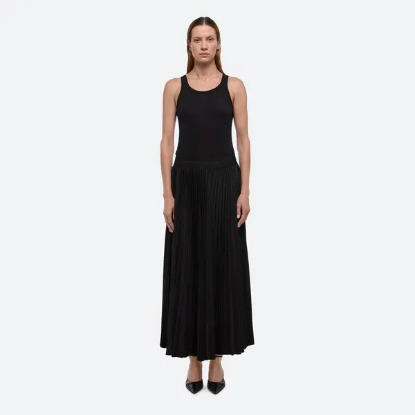 Helmut Lang Pleated Jacquard Skirt - Black/black