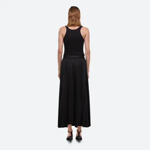 Helmut Lang Pleated Jacquard Skirt - Black/black