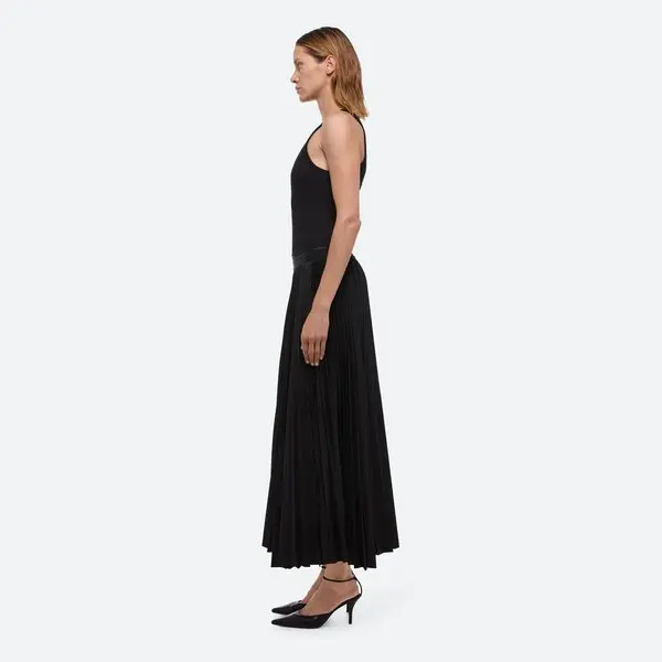 Helmut Lang Pleated Jacquard Skirt - Black/black