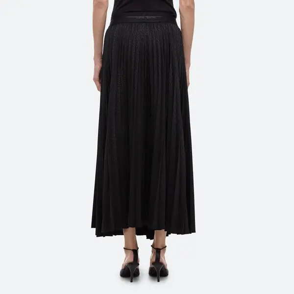 Helmut Lang Pleated Jacquard Skirt - Black/black