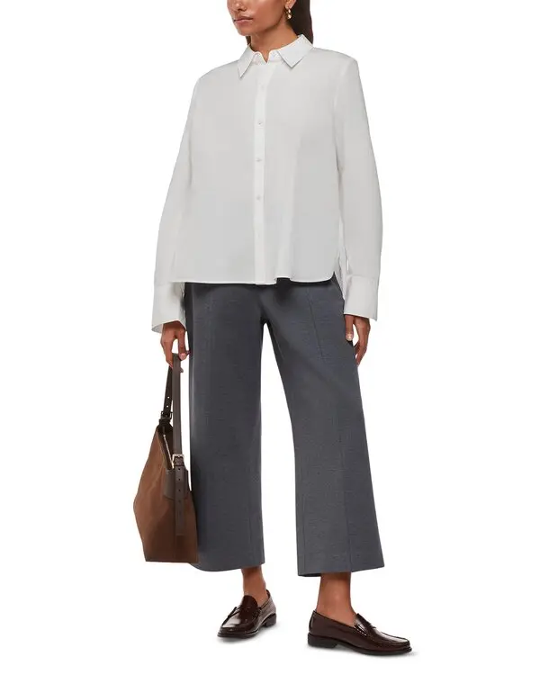 Whistles Petite Camilla Wide Leg Trousers - Grey Marl