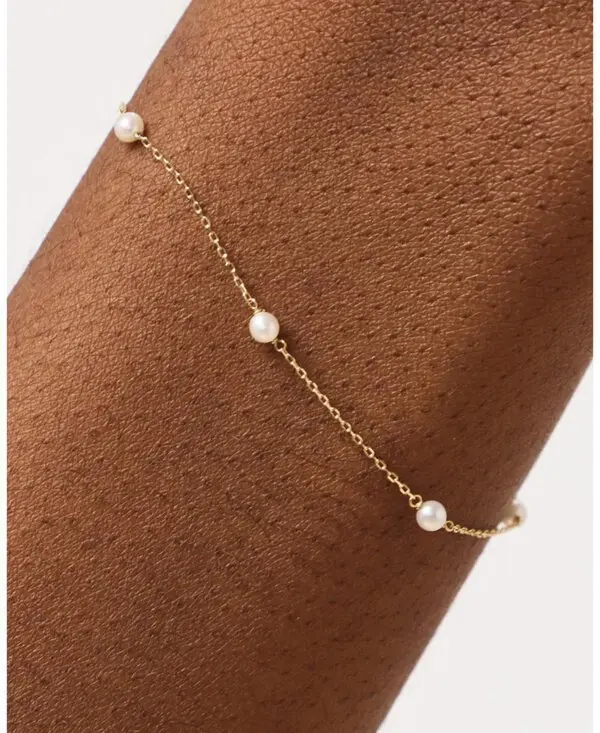 ANA LUISA Gold Pearl Station Bracelet