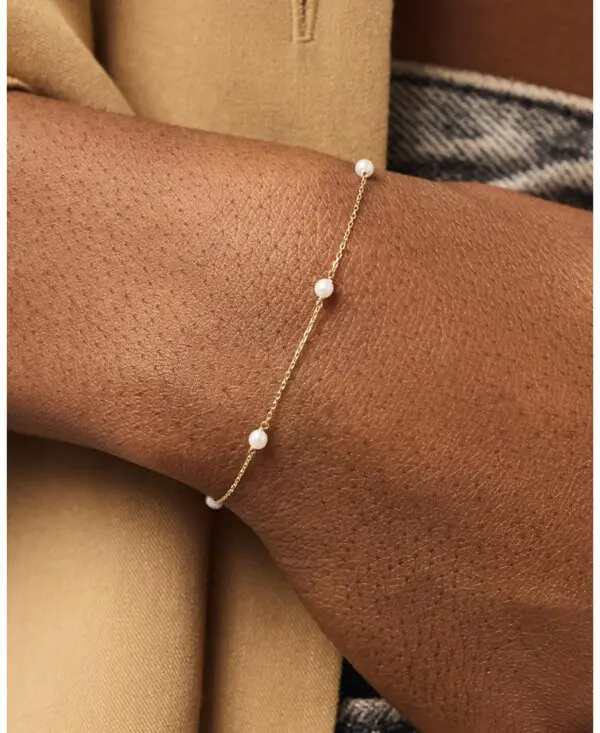 ANA LUISA Gold Pearl Station Bracelet