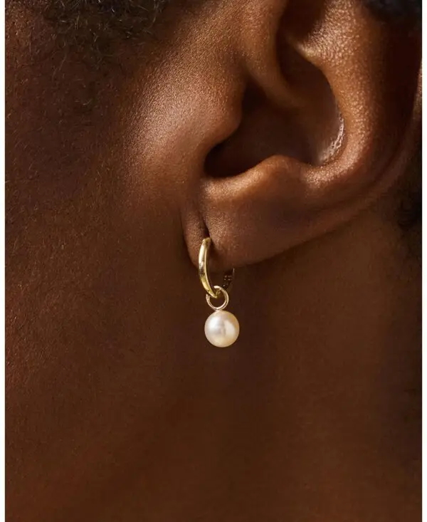 ANA LUISA Gold Hoop Earrings With Pearl - White/gold