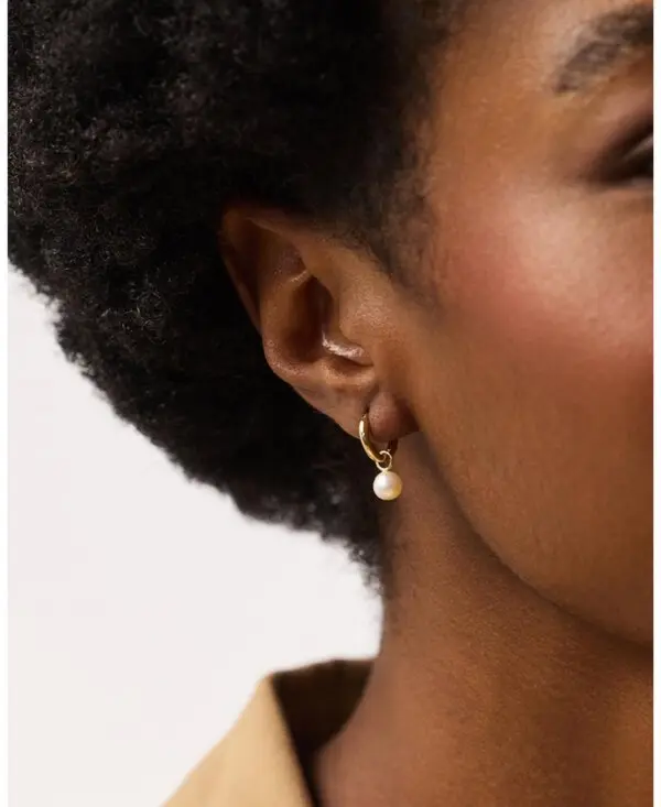 ANA LUISA Gold Hoop Earrings With Pearl - White/gold