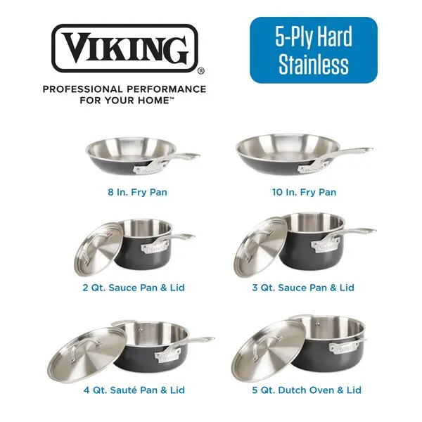 VIKING Hard Anodized 10 Pc Cookware Set With Stainless Steel Interior