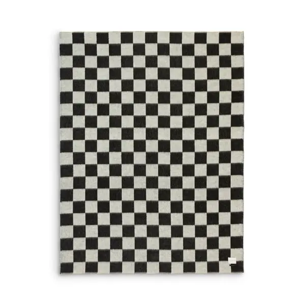BLACKSAW Crosby Check Heirloom Alpaca Blanket - Black/ivory Check