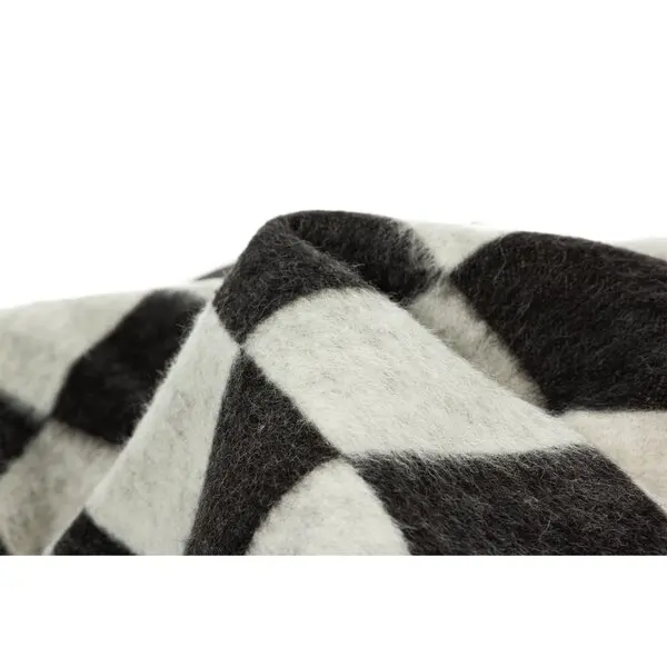 BLACKSAW Crosby Check Heirloom Alpaca Blanket - Black/ivory Check