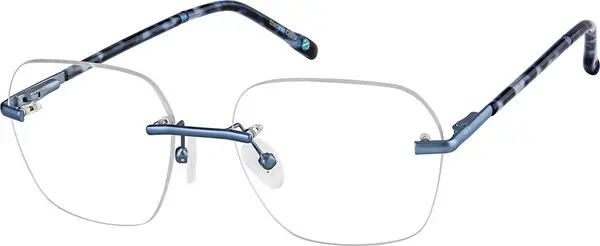 Zenni Geometric Rimless Eyeglasses Metal Frame - Blue