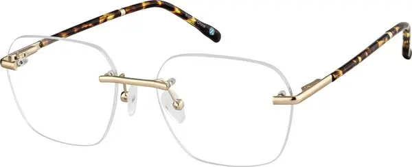 Zenni Geometric Rimless Eyeglasses Metal Frame - Gold