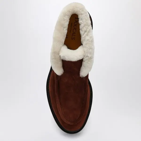 Doucal’s Brown Suede Sherling lined Loafers Women main image 4