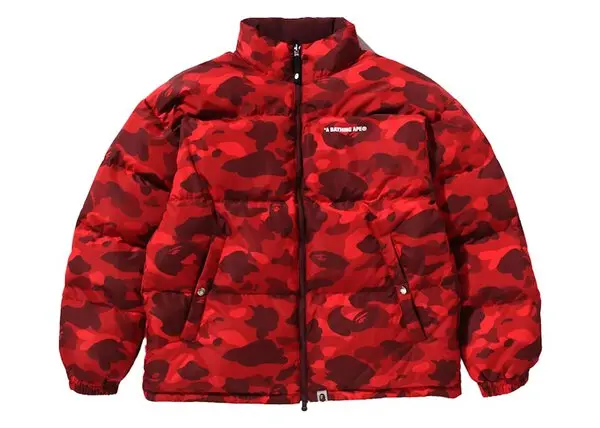 A BATHING APE Camo Reversible Down Jacket - Red