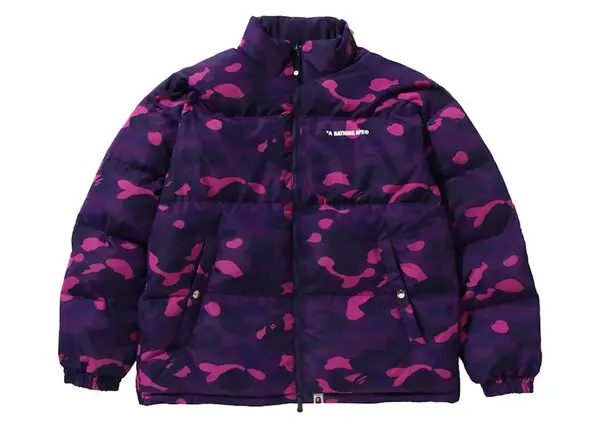 A BATHING APE Camo Reversible Down Jacket - Purple
