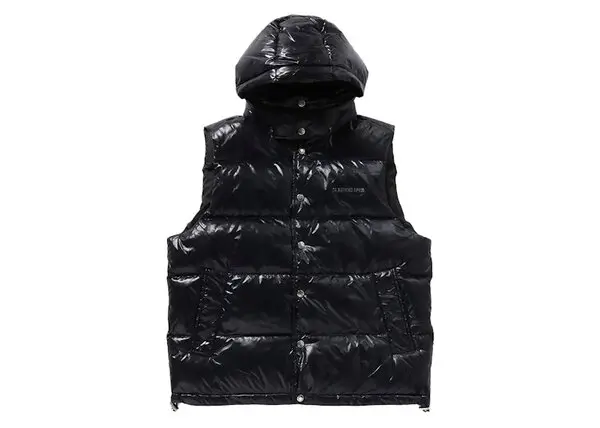A BATHING APE Line Camo Debossed Nylon Down Vest - Black