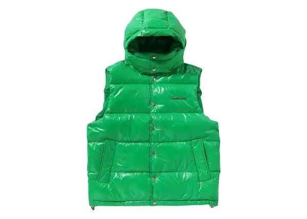 A BATHING APE Line Camo Debossed Nylon Down Vest - Green