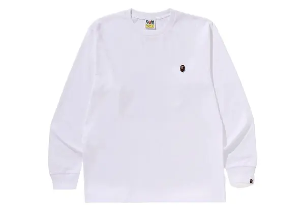 A BATHING APE One Point Long Sleeve Tee Shirt - White