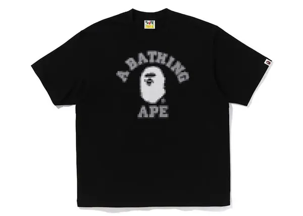 A BATHING APE Pixal College Relaxed Fit Tee Shirt - Black