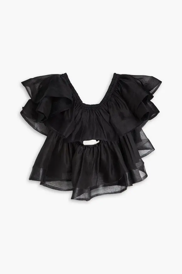 Zimmermann Cropped Tiered Linen And Silk-blend Top