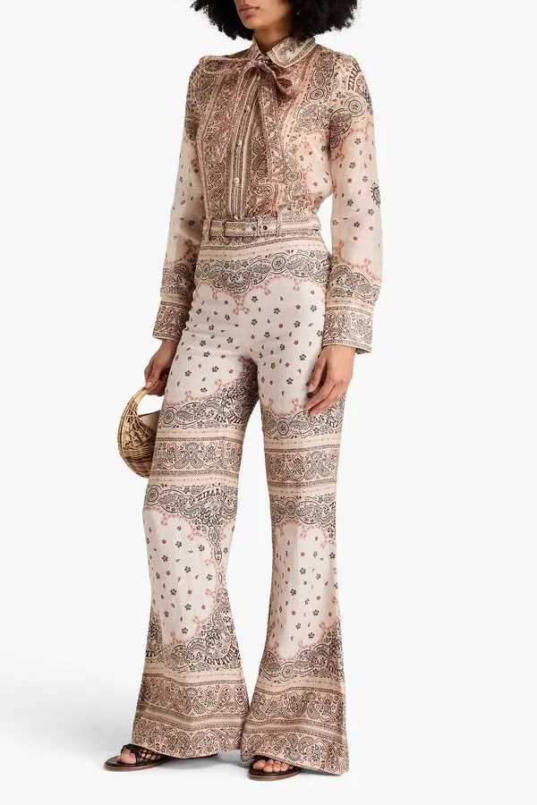 Zimmermann Paisley-print Linen Flared Pants
