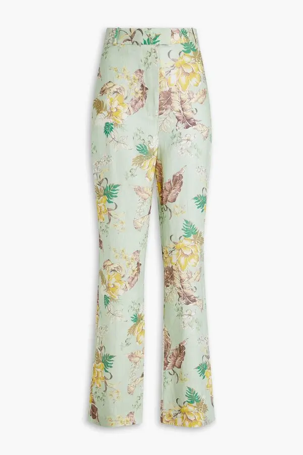 Zimmermann Floral-print Linen Straight-leg Pants
