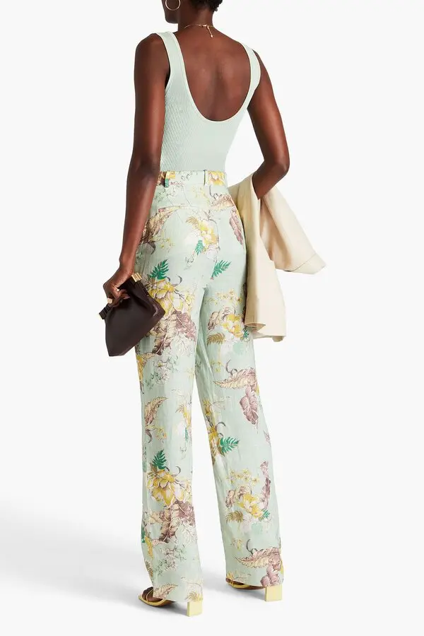 Zimmermann Floral-print Linen Straight-leg Pants