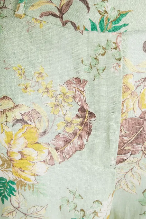 Zimmermann Floral-print Linen Straight-leg Pants