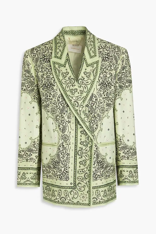 Zimmermann Double-breasted Paisley-print Linen Blazer