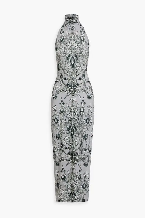 Norma Kamali Printed Stretch-jersey Gown