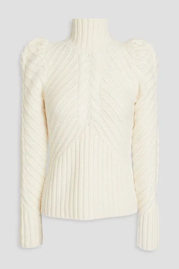 Zimmermann Cable-knit Wool-blend Turtleneck Sweater - Ecru