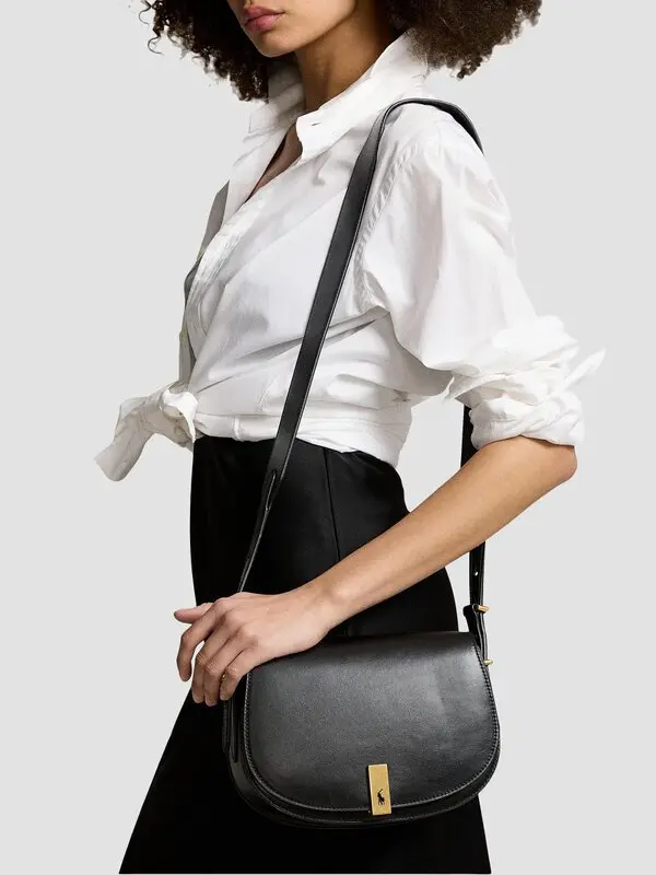 Polo Ralph Lauren Id Leather Saddle Bag - Black