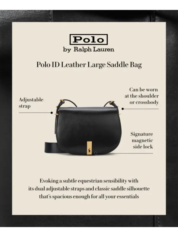 Polo Ralph Lauren Id Leather Saddle Bag - Black