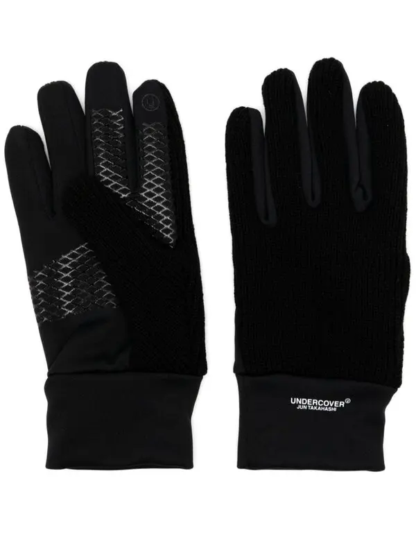 Undercover Logo Print Gloves - Black