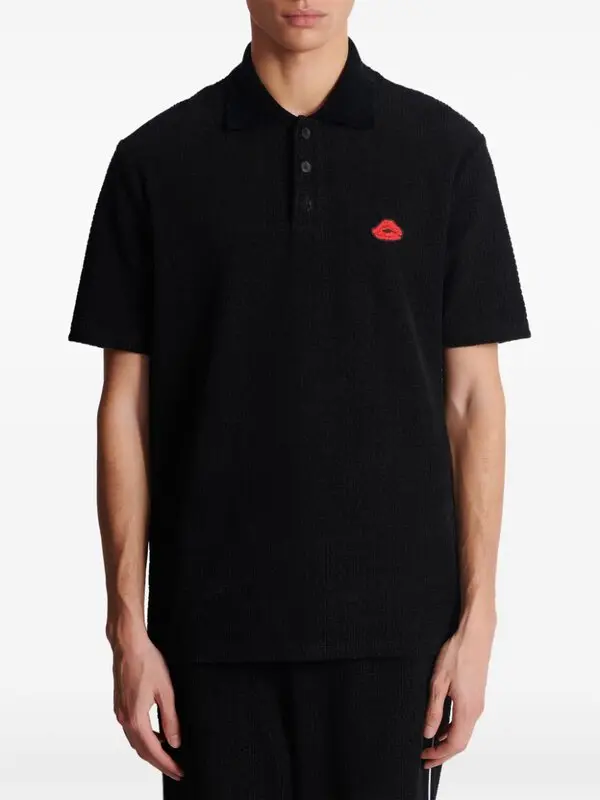 Balmain Monogram Velvet Cotton Polo Shirt