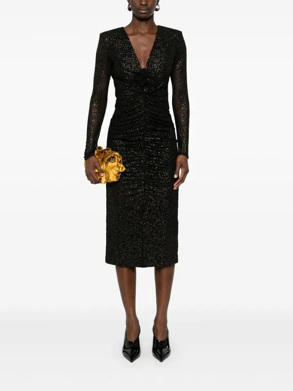 Nissa Polka-Dot Tulle Midi Dress In Black - 30% Off | Editorialist