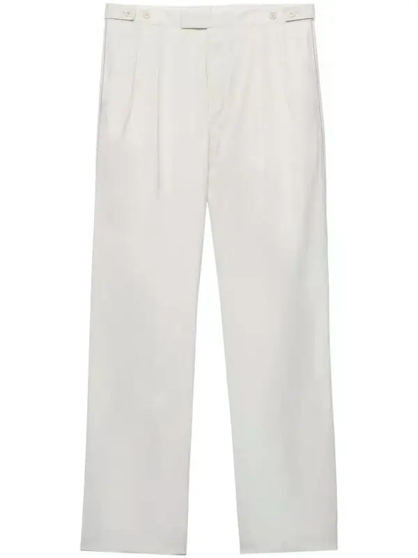 Prada Wide-leg Cotton Trousers - Neutrals