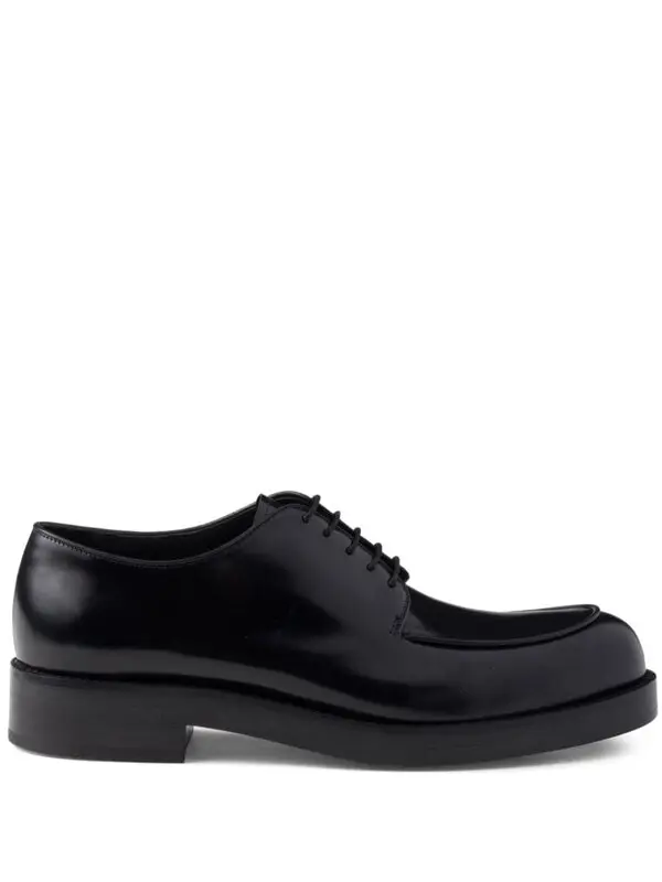 Prada Brushed-leather Derby Shoes