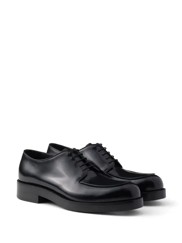 Prada Brushed-leather Derby Shoes