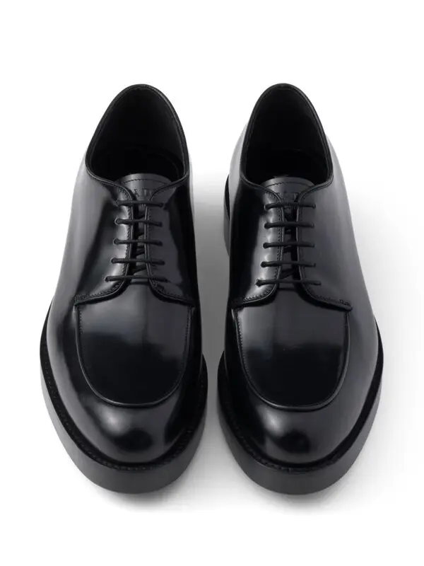 Prada Brushed-leather Derby Shoes